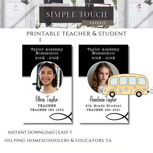 Editable Christian Homeschool Teacher ID Card Template, Printable ...