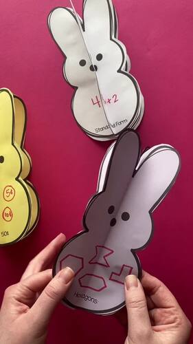 Bunny Math Craft For Math Review | Editable - 1st, 2nd, & 3rd Grade