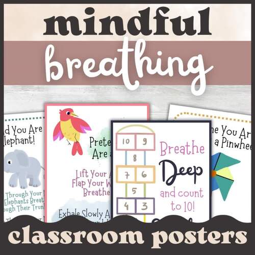 Mindfulness Breathing Exercises Posters | Calm Down Mindful SEL ...