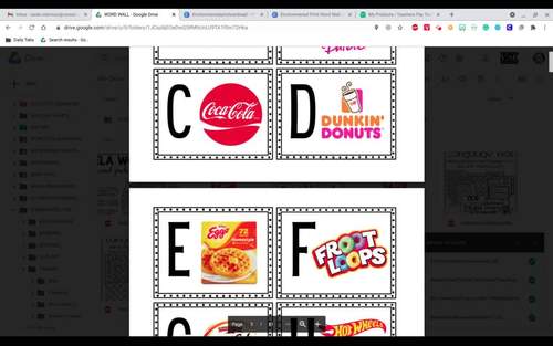 Environmental Print Word Wall (Interactive, Portable) First 300 FRY words