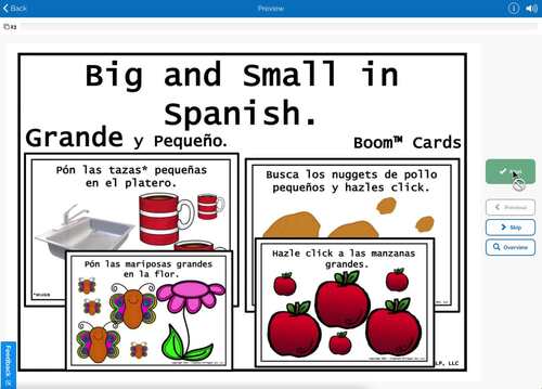 Big and Small in Spanish! - Boom™ Cards by ClaudiaCF Bilingual SLP LLC