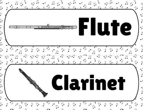 Woodwind Family Labels: Black and White Music Notes by Mara Mattheus Music