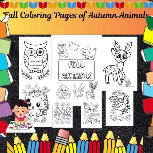 Fall Coloring Pages of Autumn Animals by EDUCATION IS FUN | TPT