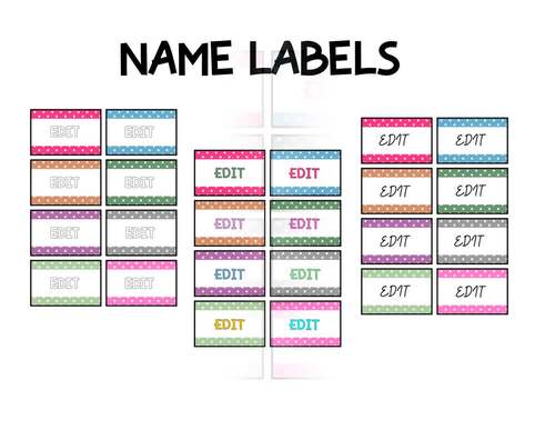 Printable Bright Dots Name Labels. Book Bin Labels, Name Plates, Name ...