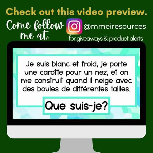 French Winter Guessing Game | Que suis-je? | L'hiver by Mme I's Resources