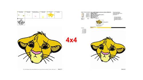 Young Simba sad expression cartoon character embroidery designs ...