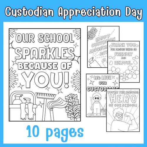 Custodian Appreciation Coloring Pages Printable, Thank You Cards ...