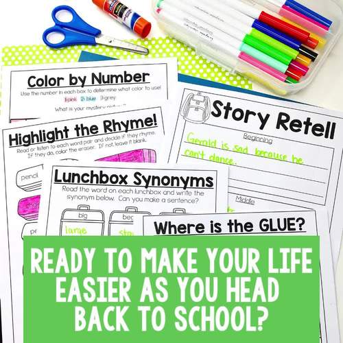 Back to School No Prep Speech and Language Therapy Worksheets by Jenn ...