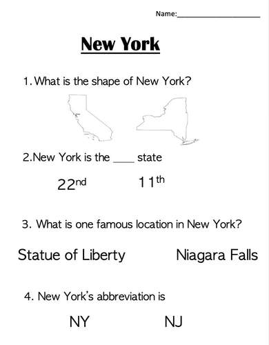 New York State Activities, 50 States, Special Education by allabout SPED