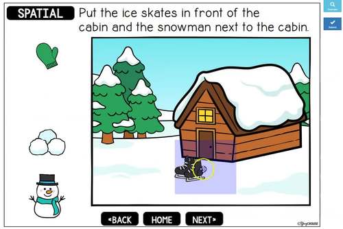 Winter Concepts and Following Directions BOOM CARDS™ No Print Language