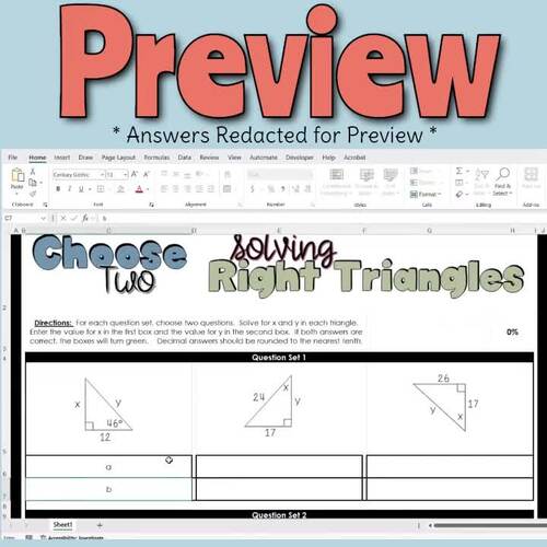 Right Triangle Trigonometry Self-Checking Digital Activity for HS Geometry