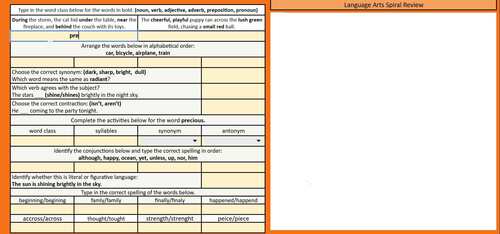NO Prep - Spiral ELA Review Bundle for 3rd or 4th Grade - Week 5