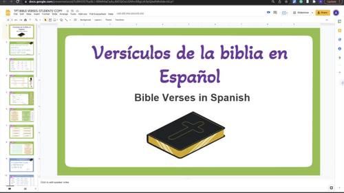 BIBLE VERSES Set 1 | Spanish Interactive Google Slides Activities