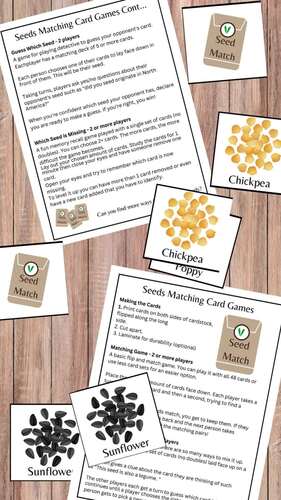 Seeds Information Cards & Matching Game Science Skills Lesson and ...