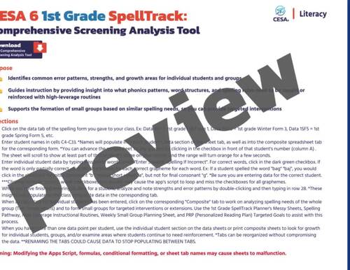CESA 6 SpellTrack: Comprehensive Screening Analysis Tool 1st Grade by ...