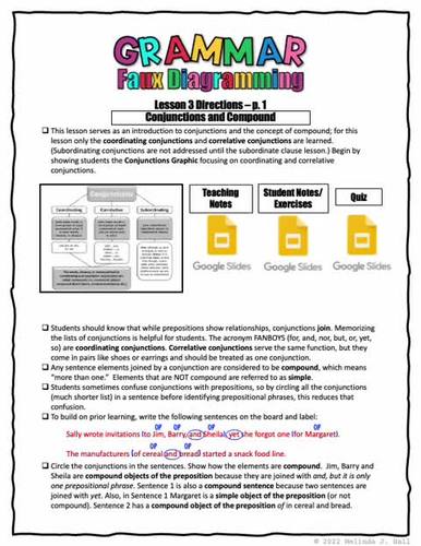 Conjunctions & Compound - Graphic Grammar Lesson 3 - Print & Digital