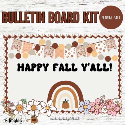 Groovy Retro Fall Bulletin Board | Editable Autumn Classroom Door Decor