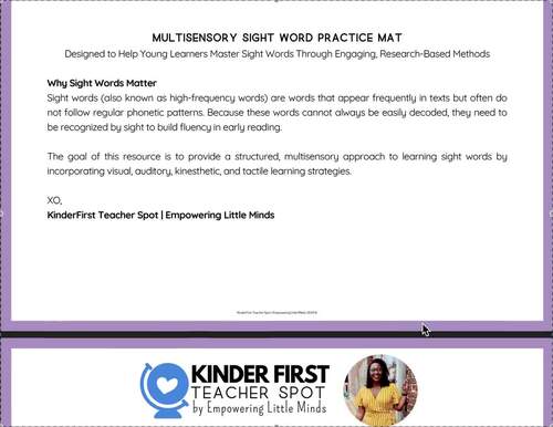 Multisensory Word Work | Sight Word Practice Mats – Set 2 | TPT