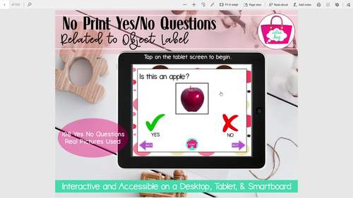 No Print Yes No Questions Real Pictures: Object Label (Speech) Distance ...