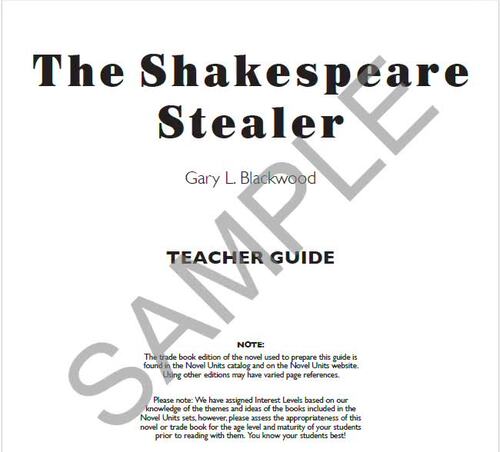 The Shakespeare Stealer Novel Units® Teacher Guide Novel Study | TPT