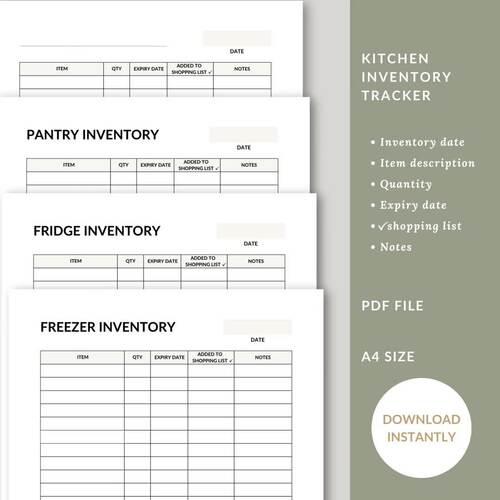 Kitchen Inventory: Pantry, Fridge and Freezer Trackers by Leaving Home