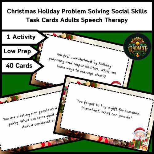 Christmas Holiday Problem Solving Social Skills Task Cards Adults ...