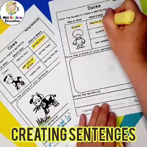 Creating Sentences (No Prep) by Miss Rainbow Education | TPT