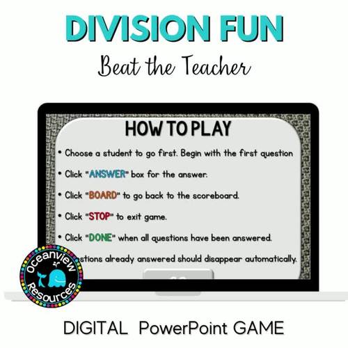 DIVISION GAMES 2 - 12 x tables l PowerPoint Game l BEAT THE TEACHER l