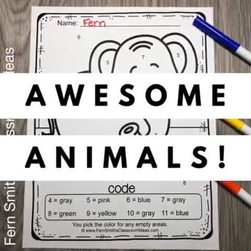 Color By Number Awesome Animals Know Your Numbers | TPT