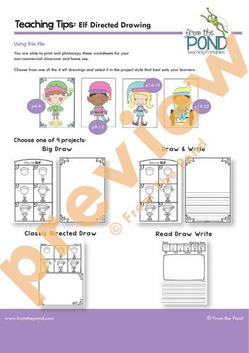 Elf Christmas Directed Drawing by From the Pond | TPT