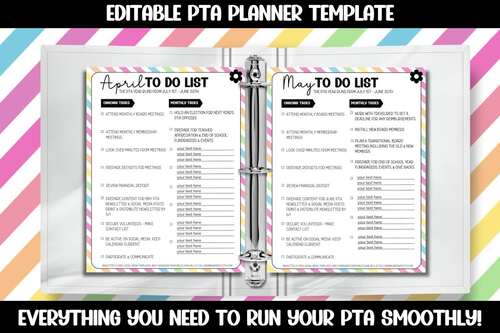 PTA President Binder Planner Bundle, Membership Forms Newsletter Agenda ...