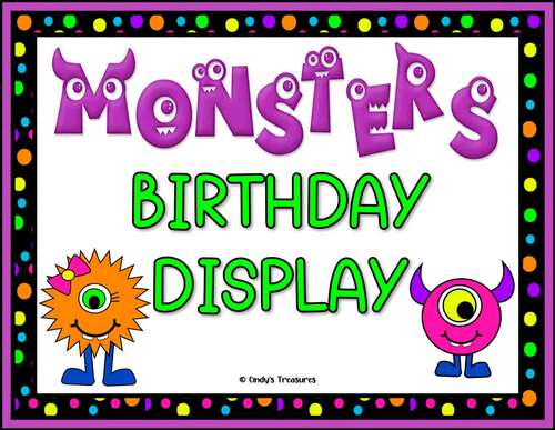 Monsters Birthday Display by Cindy's Treasures | TPT