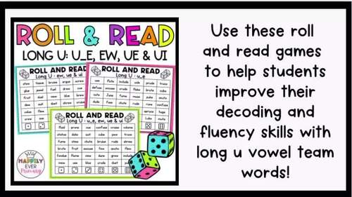 Long U Vowel Teams U_E EW UE UI | Roll and Read Fluency Practice Games