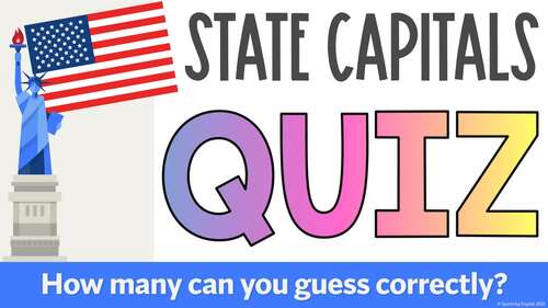 US State Capital Quiz - Multiple Choice - Interactive Whole Class Game