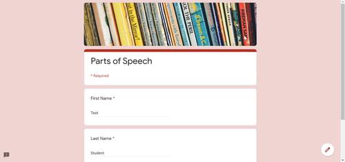 8 Parts of Speech Quiz - Digital Google Forms™ Assessment - Distance ...