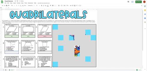 Classify and Identify Quadrilaterals Digital Mystery Puzzle Pixel Art ...