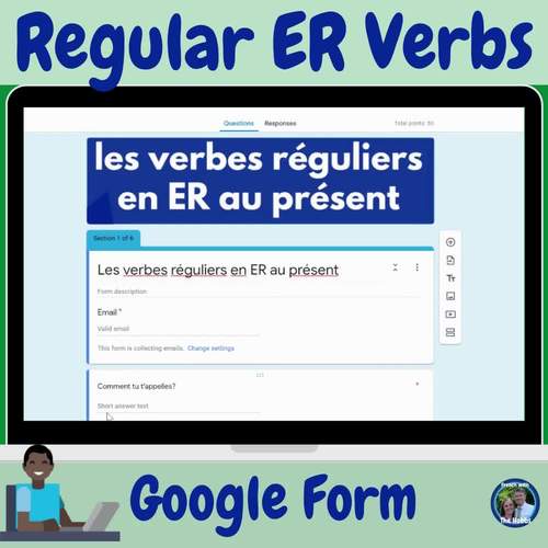 French Regular ER Verbs Present Tense Digital Google Form™ | TPT