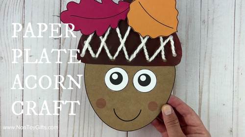 Acorn Craft - Paper Plate Fall Craft Activity - Autumn - Bulletin Board