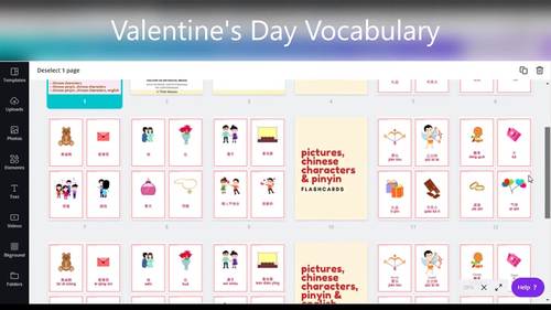 CHINESE VALENTINE'S DAY FLASH CARDS | Chinese flashcards Valentine's Day