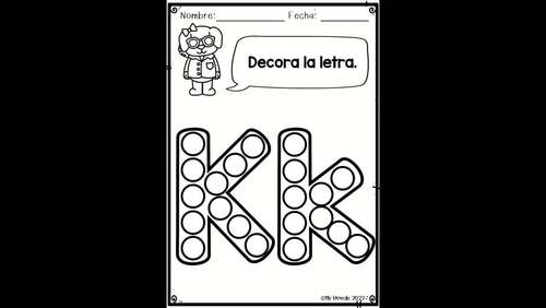Hojas de trabajo LETRA K | Letter K Worksheets in Spanish by Ms Herraiz