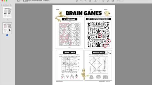 6th/7th/8th Grade Math Fun Worksheets | Halloween Puzzles | Math Brain ...