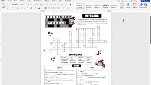 6th Grade Halloween Math Worksheet Integers Operations Review Activity