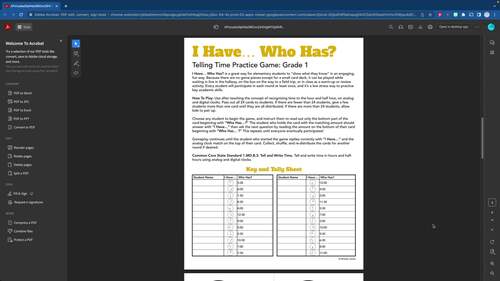 I Have, Who Has? Telling Time Practice Game for Grade 1 by Brooks Jones