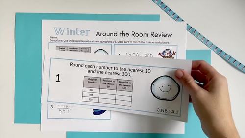 3rd Grade Winter Around the Room Math Review Game Bundle | TPT