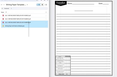 Writing Paper With Rubrics for; Narrative, Opinion, Informational ect ...