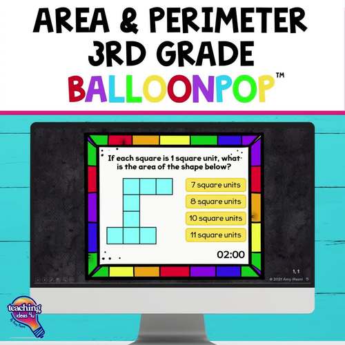 3rd Grade Area & Perimeter Digital Math Review Games BalloonPop™