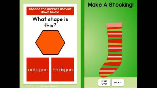 Christmas Stocking Math Digital Game for Math Centers 2D and 3D Shapes