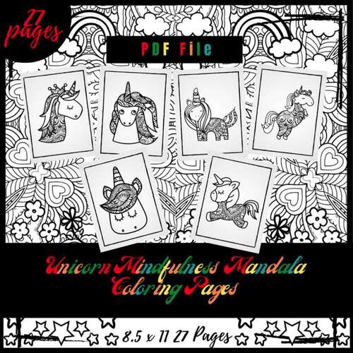 Unicorn Mandala Coloring Pages, Sheets PDF, Cool Unicorn Printable Pages