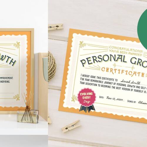 Personal Growth Certificate of Achievement, Printable | Recognition Award