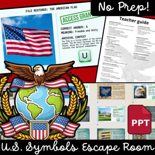 U.S. Symbols Escape Room | American Symbols Game | Civics Activity K–4